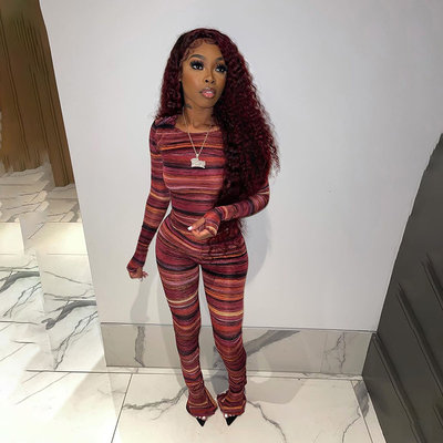 Women high quality fashion trend sportswear Polyester material skin-friendly and Washable gym suit autumn