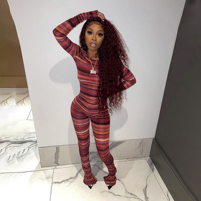 Women high quality fashion trend sportswear Polyester material skin-friendly and Washable gym suit autumn
