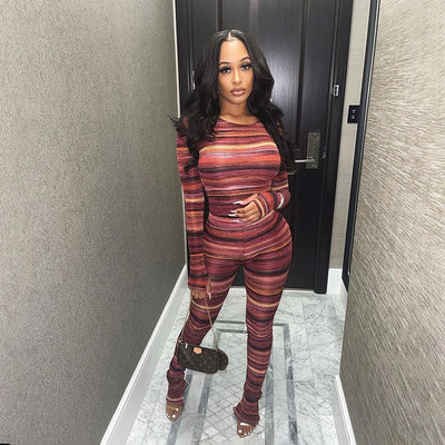 Women high quality fashion trend sportswear Polyester material skin-friendly and Washable gym suit autumn