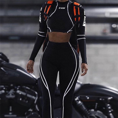 new style sports round neck long sleeve outdoor fitness clothing net yarn solid color dance fitness sets