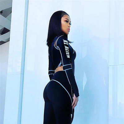 new style sports round neck long sleeve outdoor fitness clothing net yarn solid color dance fitness sets