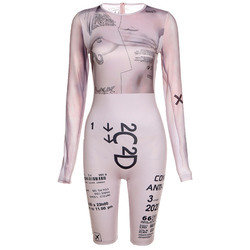 new autumn 2020 High Waist Skinny print Romper Short yoga set back Zipper Long Sleeve Sportswear One Piece Jumpsuit