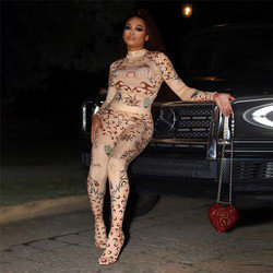 Autumn Women fitness Clothing New Fashion Digital Printed Slim Long Sleeve yoga set High Waist Body pantyhose For Women