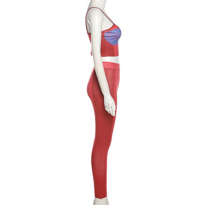 2021 ladies sexy slim sleeveless tank fitness sport set Butt Lifting high waist long pant yogawear women Sportswear