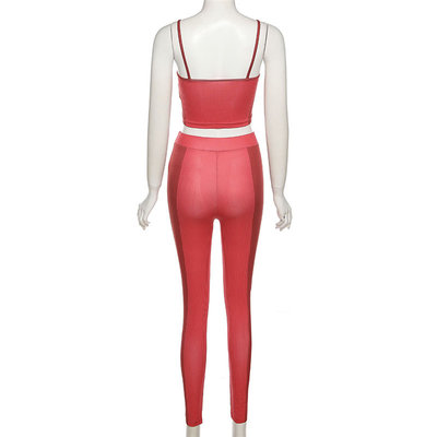 2021 ladies sexy slim sleeveless tank fitness sport set Butt Lifting high waist long pant yogawear women Sportswear