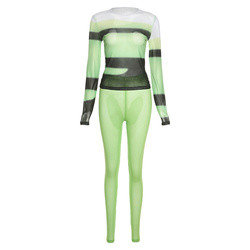 Wholesale Custom Women Transparent Sexy sports Set Mesh Perspective Printed High Waist Tight Casual Outdoor sport suit ems