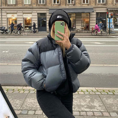 Wholesale Custom Women Fashion Contrast Color Stitching Slim Street Shot Thickened Cotton Jacket Ladies outdoor sports coat