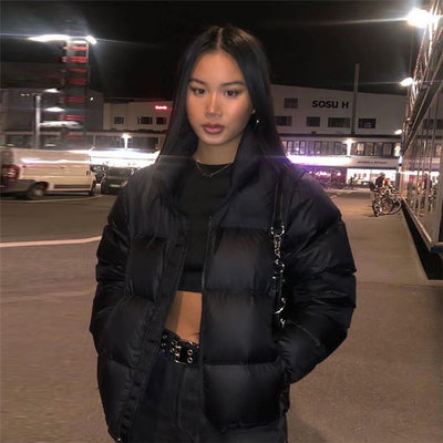 Wholesale Custom Women Fashion Contrast Color Stitching Slim Street Shot Thickened Cotton Jacket Ladies outdoor sports coat