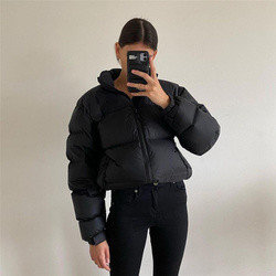 Wholesale Custom Women Fashion Contrast Color Stitching Slim Street Shot Thickened Cotton Jacket Ladies outdoor sports coat