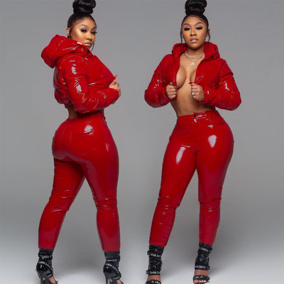 Wholesale Custom Fashion Hoodie crop tops Short Thickened casual cotton-padded Coat Women's Outdoor Sports Jackets hoodie set