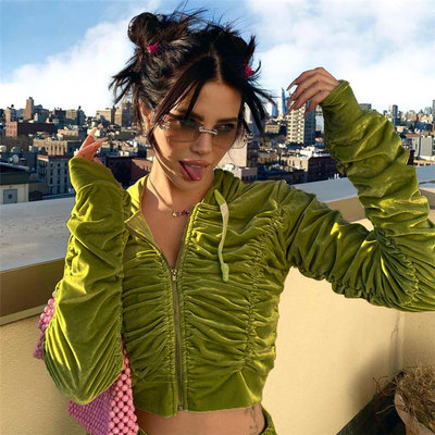 Wholesale Custom Women two pieces Yoga Set Pleated Hooded Velvet Top Sexy casual Shorts Ladies Workout Sportswear
