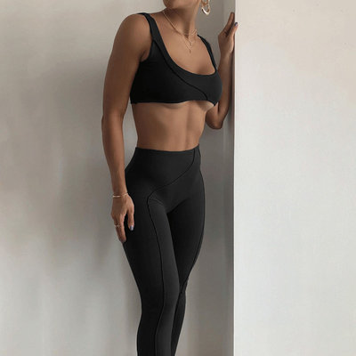 Wholesale New design women two pieces sports set seamless yoga leggings and bra ladies solid color yoga set