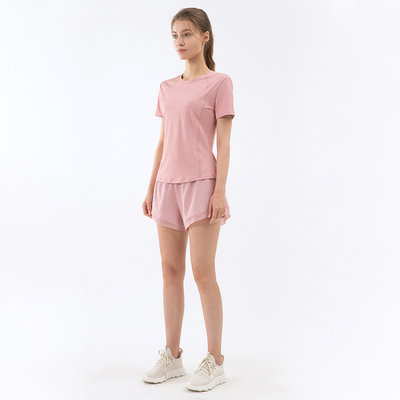 High Quality women short sleeve Yoga set Sexy Shorts Two Piece Sport set Women solid color sportswear in stock