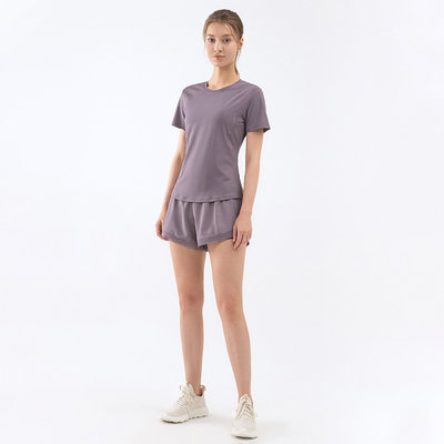 High Quality women short sleeve Yoga set Sexy Shorts Two Piece Sport set Women solid color sportswear in stock