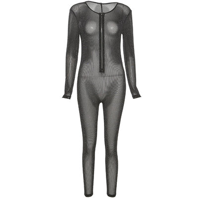 2021 new Casual Sportswear Hollow Out Skinny Fitness clothes long Jumpsuit Women Bodysuit Fashion Long Sleeve Workout sports set