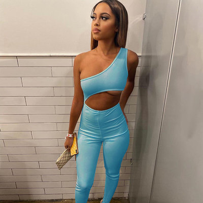 Women One Shoulder Sports Leggings Jumpsuit Sleeveless Sports Clothing Women Rompers One Piece Jumpsuit