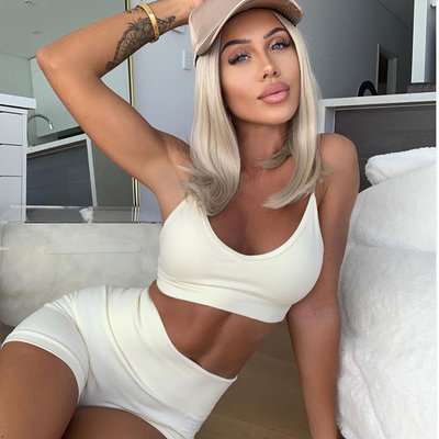 New Sexy Back Sports Bra Gym Fitness Leggings Yoga Short Pants Sets For Women