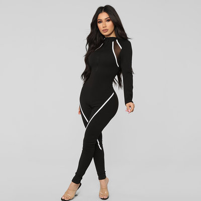 Top-rankingOne-Piece Yoga Set Women Sexy Stitching Zipper Jumpsuits Yoga Pants Fitness Workout Sport wear Running Leggings