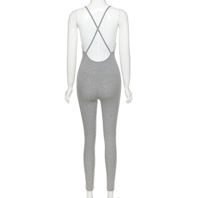 women active wear sexy backless sports rompers fitness streetwear summer jumpsuits
