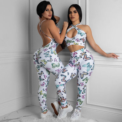butterfly printed butterfly yoga pants women tight elastic long leggings fitness sport yoga pants sportswear