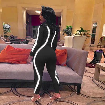2020 women tight yoga Legging ladies Jumpsuit Long Sleeve Rompers Women Sexy front Zipper Clubwear One Piece Women Jumpsuits