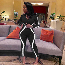 2020 women tight yoga Legging ladies Jumpsuit Long Sleeve Rompers Women Sexy front Zipper Clubwear One Piece Women Jumpsuits