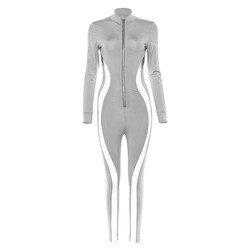 2020 women tight yoga Legging ladies Jumpsuit Long Sleeve Rompers Women Sexy front Zipper Clubwear One Piece Women Jumpsuits