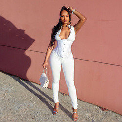 New Women Solid Color Girdle long sleeve One-Piece Casual yoga Suit Women tight long Jumpsuit