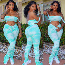 new design Beauty strapless Two Piece sports Set Women long pants Sportswear