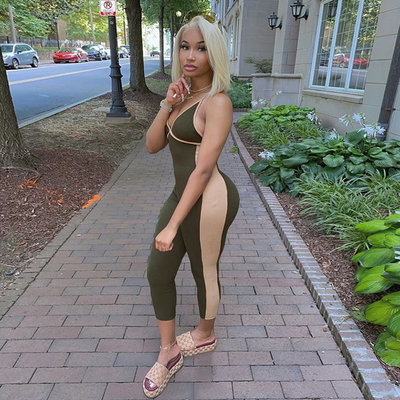 Hot Sale Lady Sleeveless sportswear yoga Women pants patchwork color  Rompers Jumpsuit
