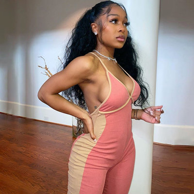 Hot Sale Lady Sleeveless sportswear yoga Women pants patchwork color  Rompers Jumpsuit