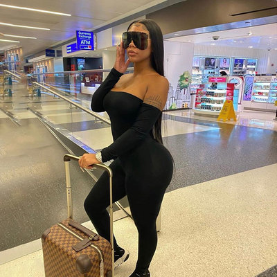 Wholesale fitness Apparel Women Solid Color Off Shoulder Sexy Bodycon Jumpsuit one piece yoga set
