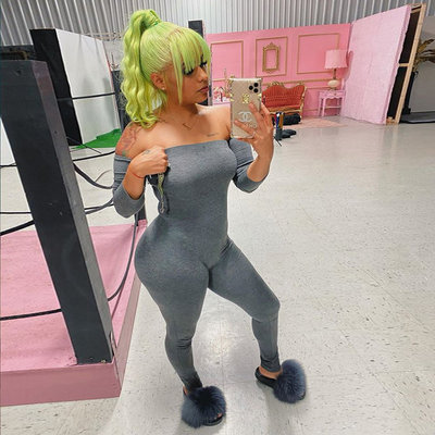 Wholesale fitness Apparel Women Solid Color Off Shoulder Sexy Bodycon Jumpsuit one piece yoga set