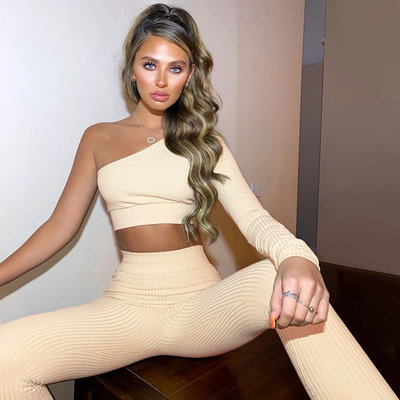 Wholesale Gym Wear One Shoulder Sports Bra and Leggings Sets Women Sports Yoga Set Seamless sportswear