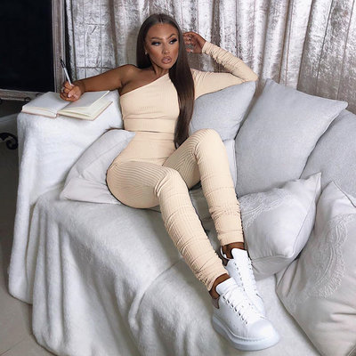 Wholesale Gym Wear One Shoulder Sports Bra and Leggings Sets Women Sports Yoga Set Seamless sportswear