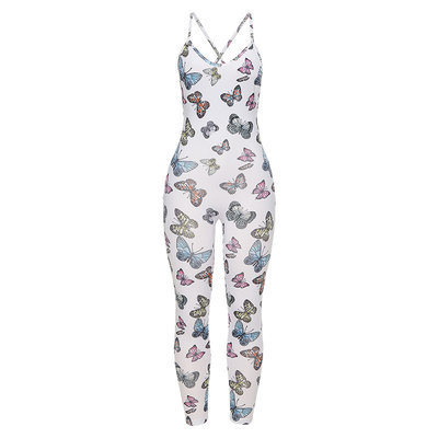 new fashion waist casual pants romper sexy Butterfly Backless Sports Fitness Jumpsuit woman yoga set