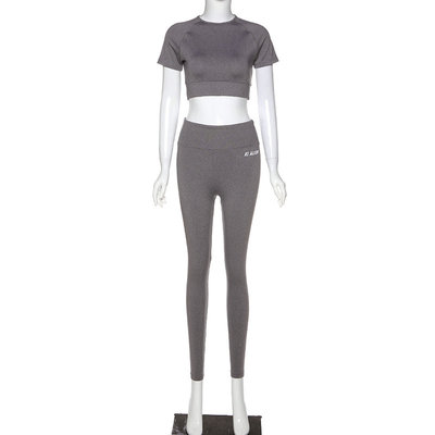 Women Sportswear Fitness Wear Crop Top Yoga Shirts and pants Seamless Short Sleeve Top Gym Sports suits
