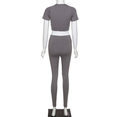 Women Sportswear Fitness Wear Crop Top Yoga Shirts and pants Seamless Short Sleeve Top Gym Sports suits