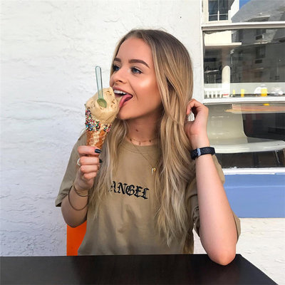 new design women T-Shirt Streetwear Casual Loose Tops  fashion letter Tees