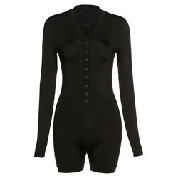 Hot Sales Sexy Long Sleeve solid color one piece sportswear Women buckle Jumpsuit ladies yoga pants fitness clothes