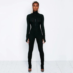 new Autumn Winter Tight Long Sleeve yoga set yoga Pants O- Neck Half Zipper Sexy Rompers Women Jumpsuit