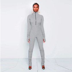 new Autumn Winter Tight Long Sleeve yoga set yoga Pants O- Neck Half Zipper Sexy Rompers Women Jumpsuit