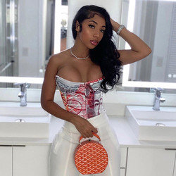 New Style US Dollar Printed Sling vest Deep V front Zipper Tight-Fitting Bust-Wrapped Sleeveless Party crop tops