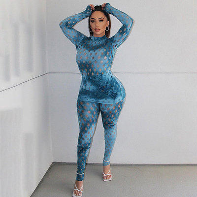 2021 new design Ladies fashion sportswear Casual Hole printed yoga Pants two pieces sports set workout sexy sports apparel