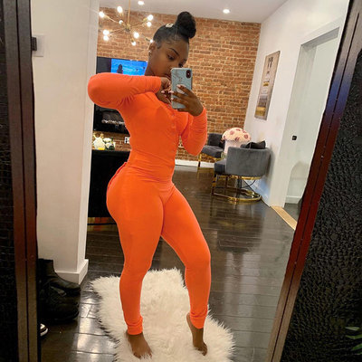 New Design Fall Solid Color Casual Women streetwear One Piece Jumpsuits ladies 2021 Rompers workout fitness Clothing