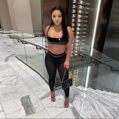 Autumn new style women personality high waist yoga pants casual PU imitation leather sports set ladies fitness clothes
