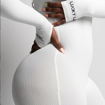 Front Zipper Bodycon Short Pants Ribbed Knitted Fitness clothing Women Jumpsuit Shorts yoga set