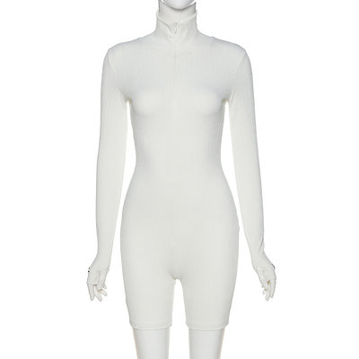 long sleeve letters embroidery white jumpsuit women spring streetwear sports outfits sportswear