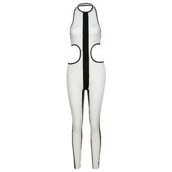 summer gym clothing trendy hollow out sexy one piece women long  jumpsuit round collar backless yogawear
