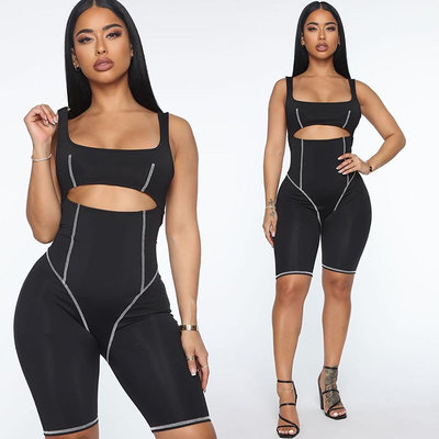 new  Hollow Out Shorts Jumpsuits ladies casual solid color sportswear yoga woman pants youth sportwear